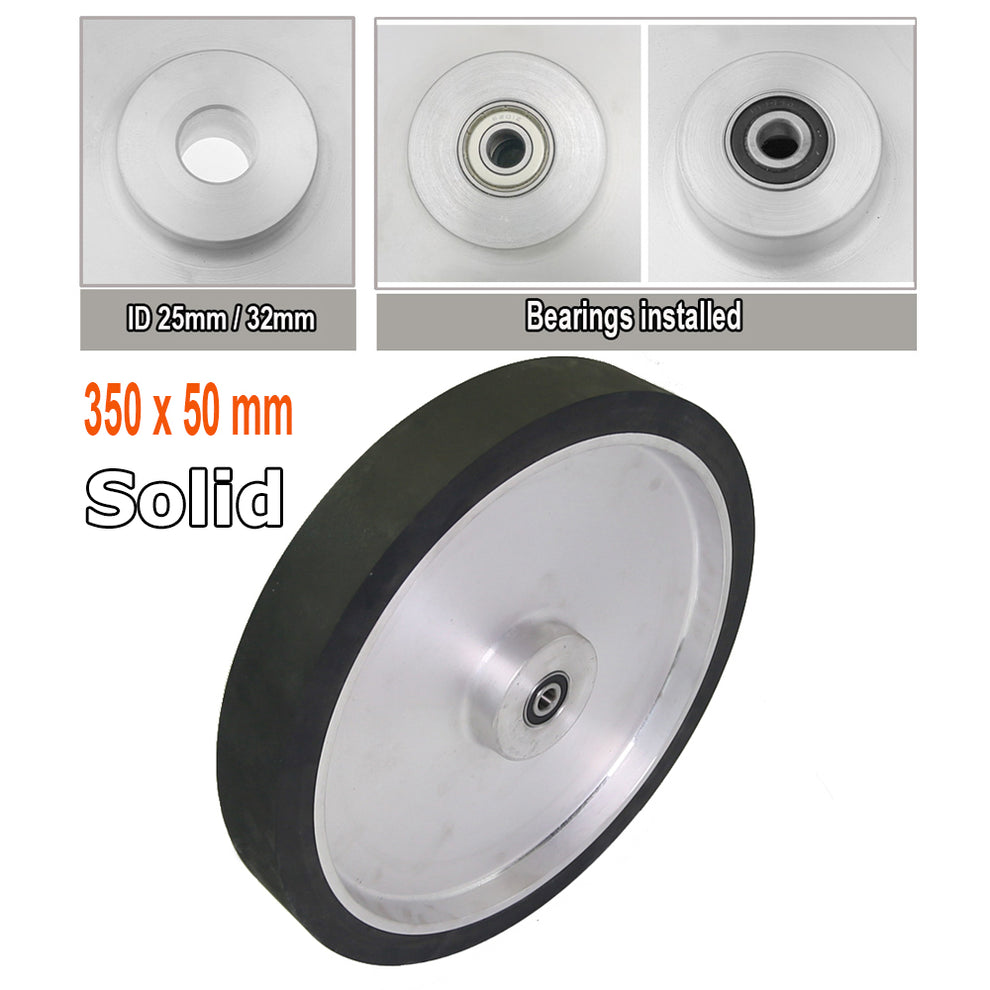 1 piece 350x50mm Serrated/Solid Rubber Contact Wheel 14x2" Belt Grinde ...